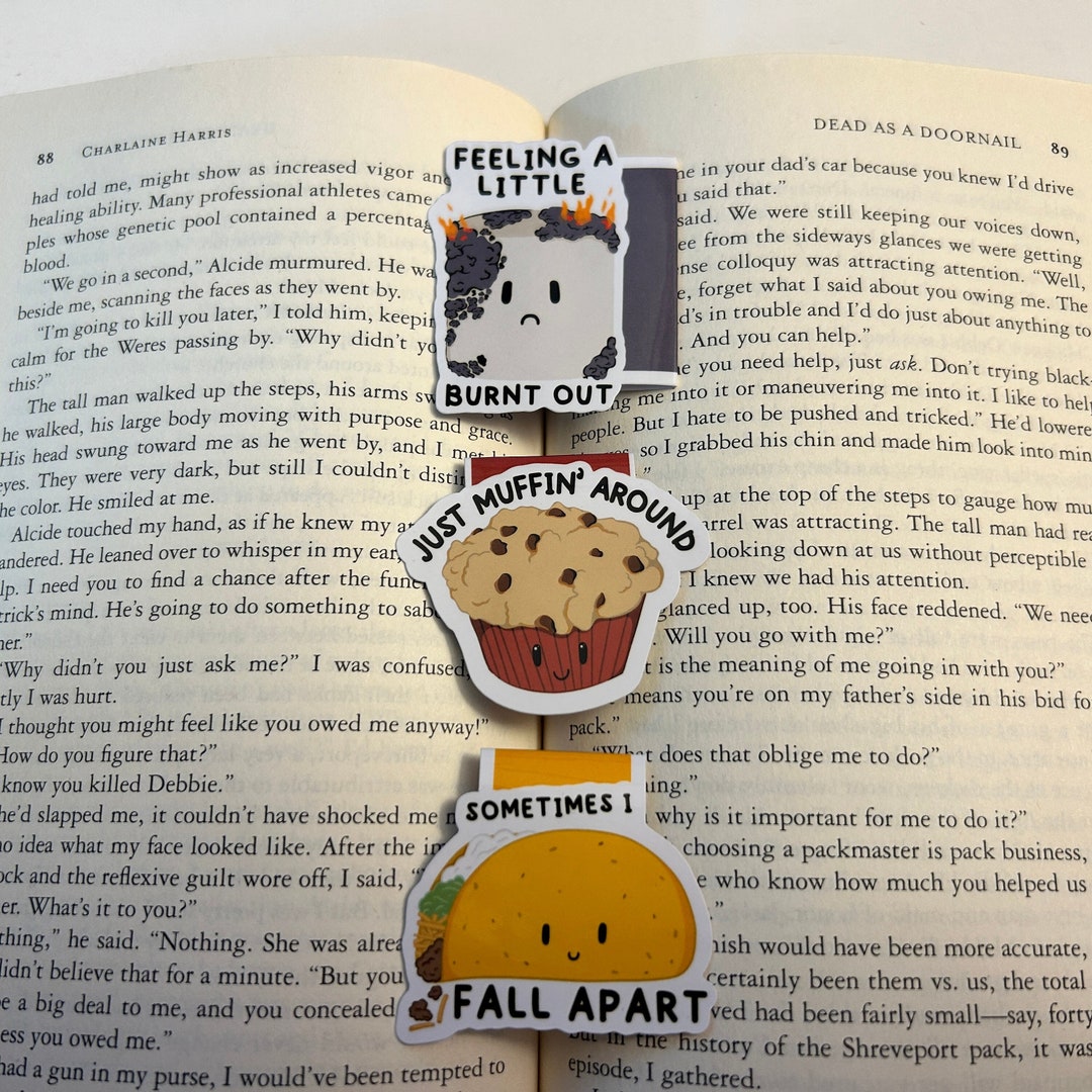 Mini Food Magnetic Bookmark Bundle, Taco, Marshmallow, Muffin, Food Pun ...