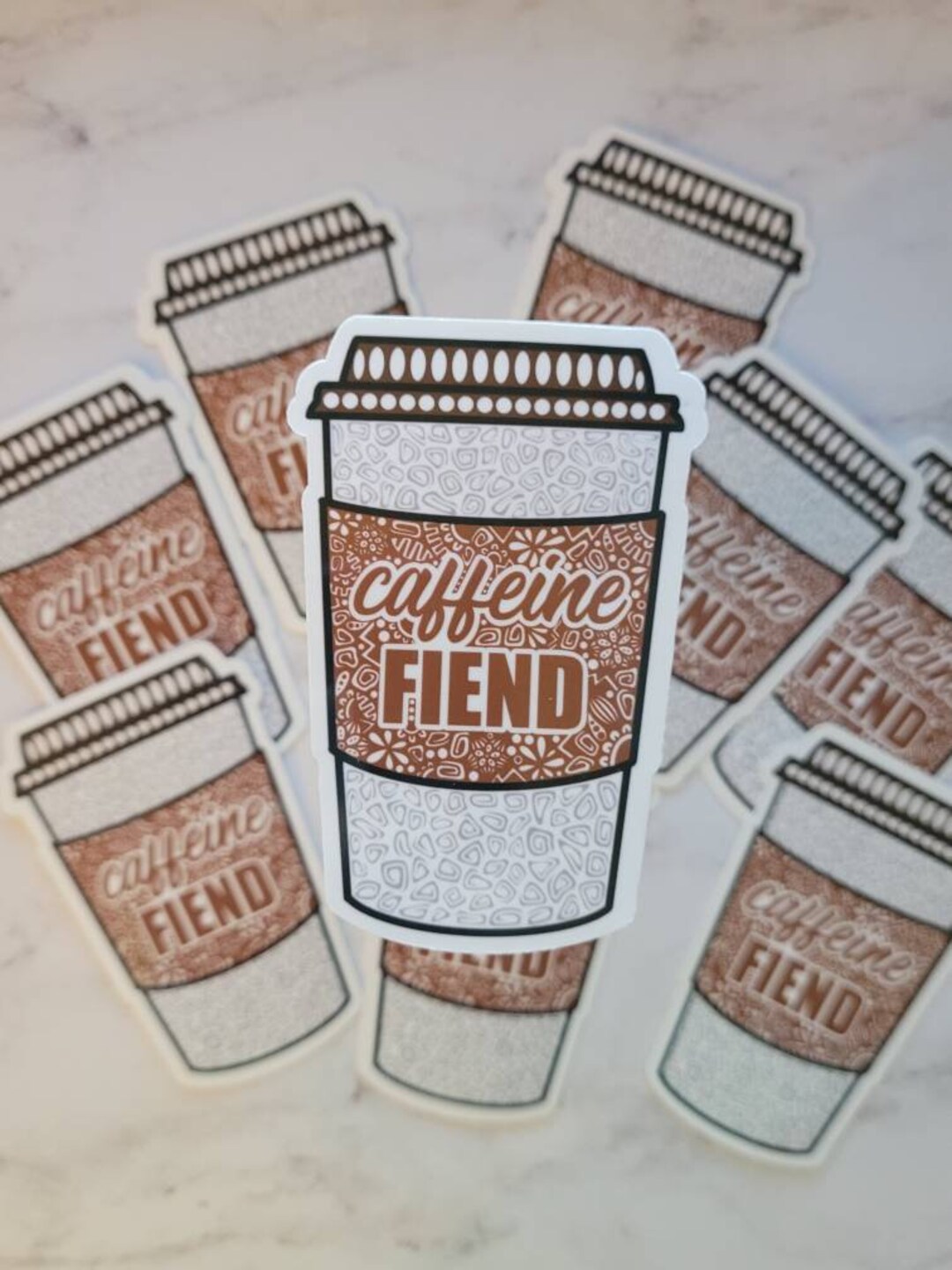 Caffeine Fiend, Coffee, Zentangle, Water Resistant, Laptop Decal, Matte ...