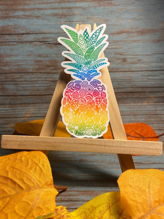 Pineapple Zentangle Fruit Rainbow Matte Water Resistant - Etsy