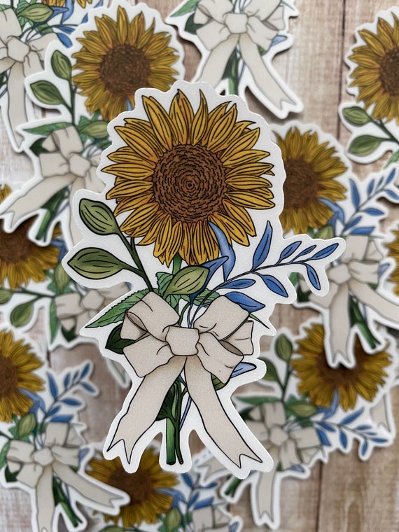 Stickers, Labels & Tags Paper & Party Supplies Sunflower Bouquet Vinyl ...