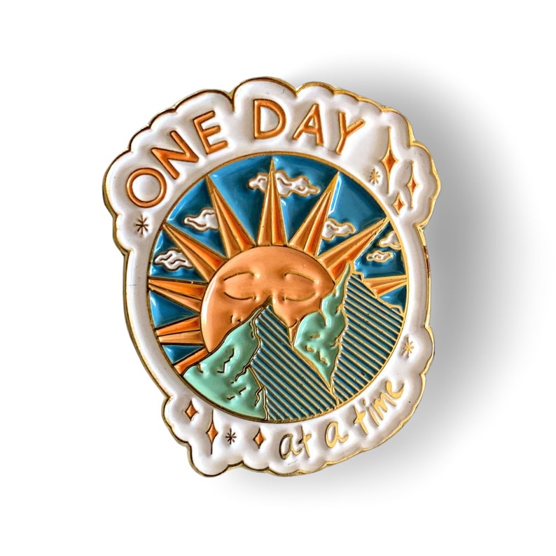 Positive Affirmation Pin Gold Plated One Day at a Time Soft - Etsy