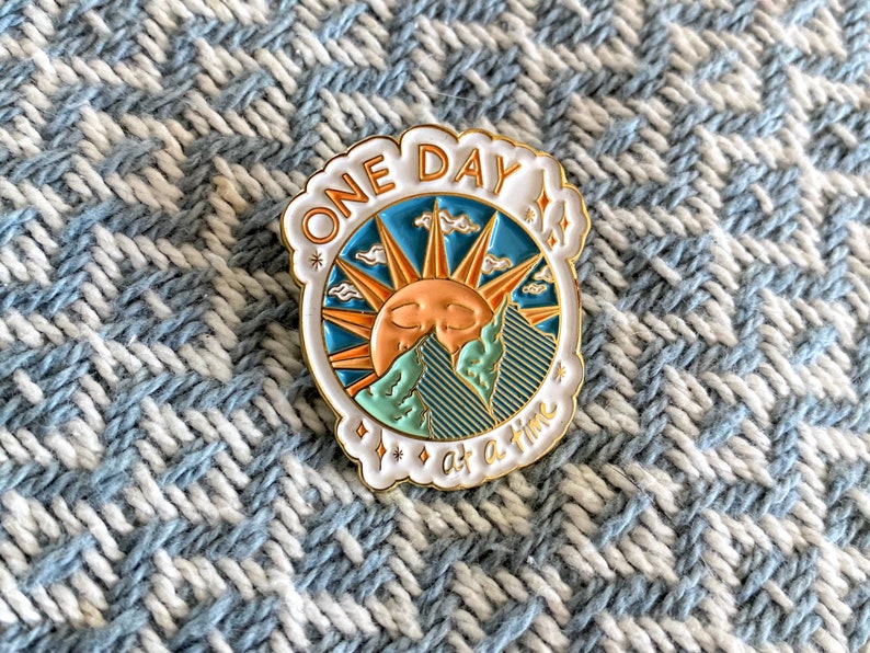 Positive Affirmation Pin Gold Plated One Day at a Time Soft - Etsy