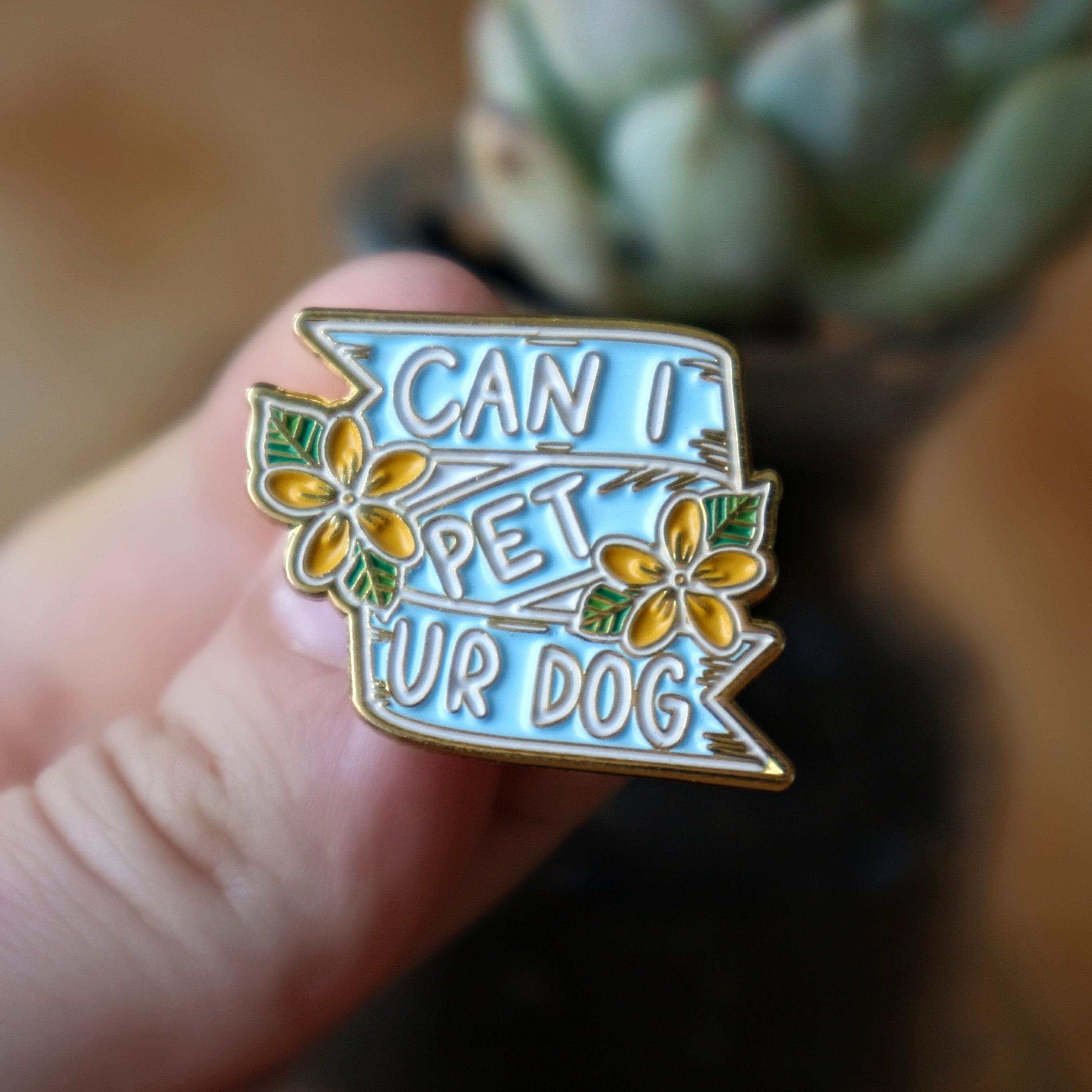 Can I Pet Ur Dog Soft Enamel Pin Funny Lapel Pin Badge for - Etsy