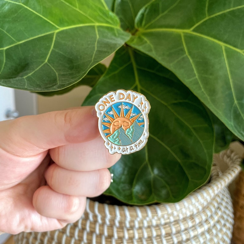 Positive Affirmation Pin Gold Plated One Day at a Time Soft - Etsy