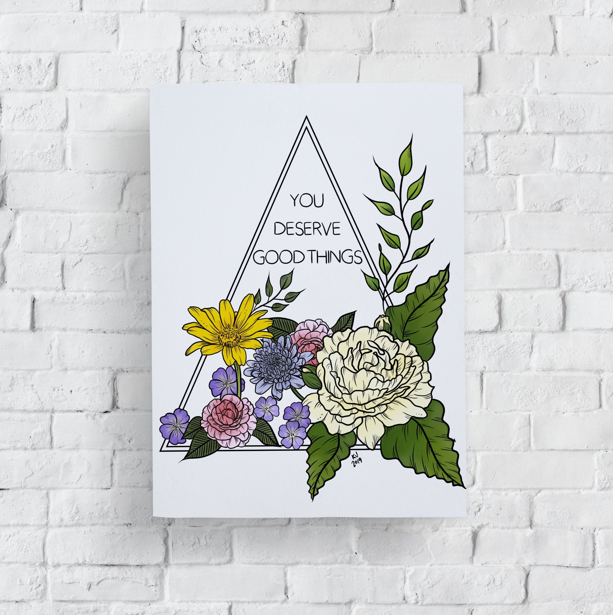 Positive Affirmation Print You Deserve Good Things Floral - Etsy