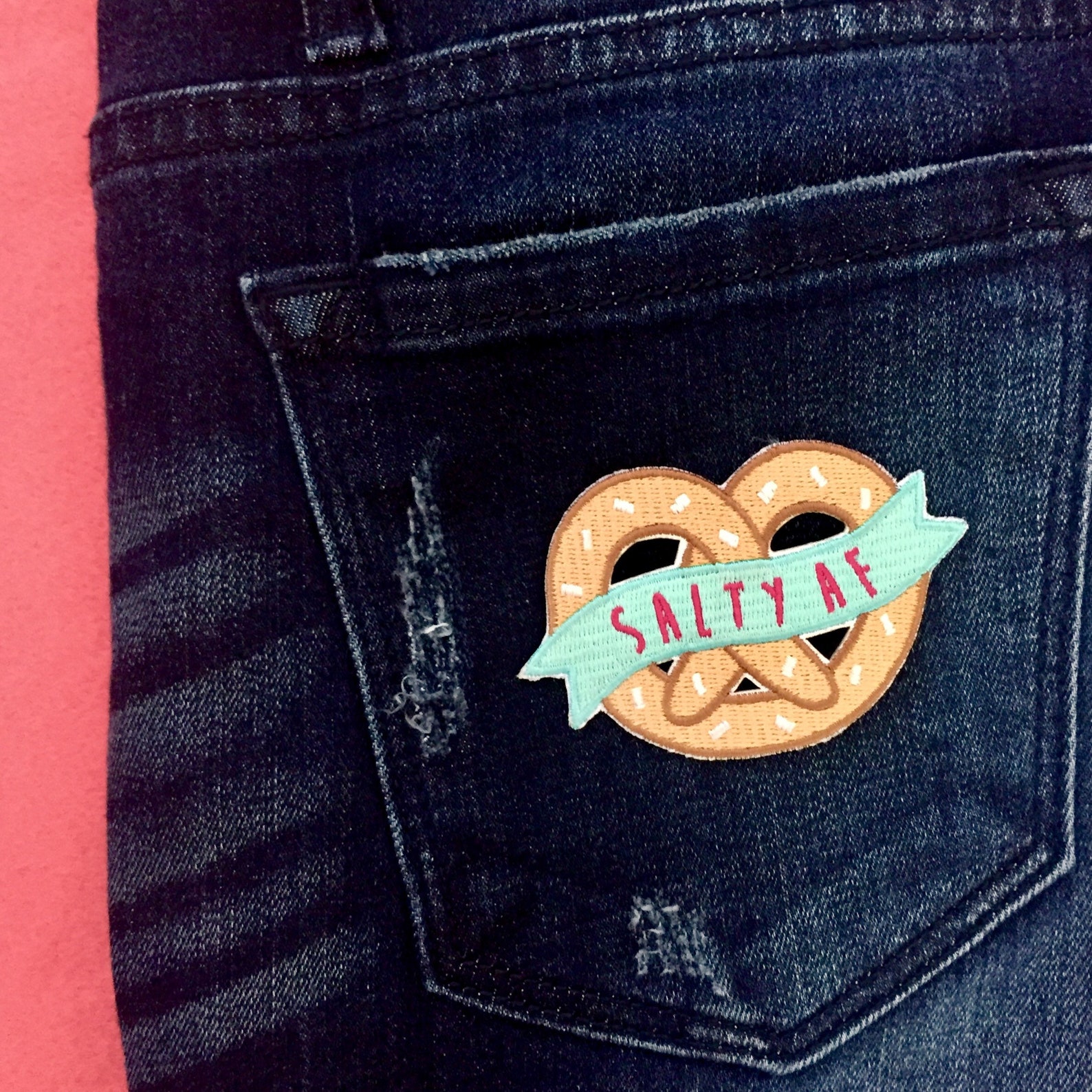 Salty AF Pretzel Embroidered Iron-on Patch - Etsy