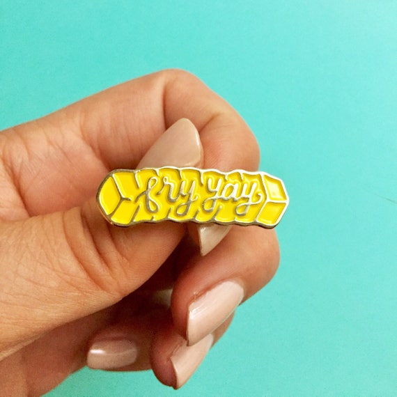 Fry yay crinkle cut golden french fry soft enamel pin-lapel pin-hat pin ...