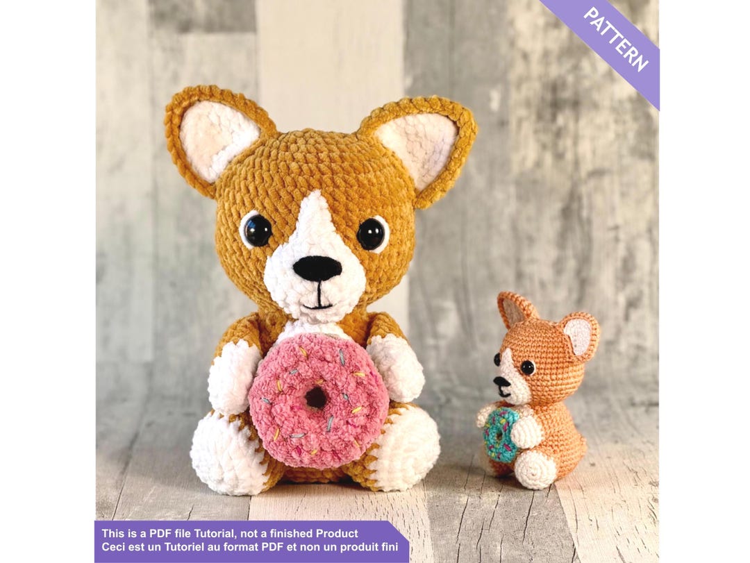 Cuddly Toy Corgi With Donut Crochet Pattern, Amigurumi Crochet, Yarn ...