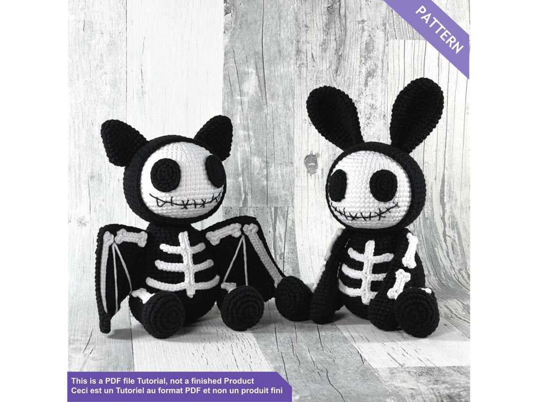 Skeleton Bunny and Bat Crochet Pattern - PDF English / French ...