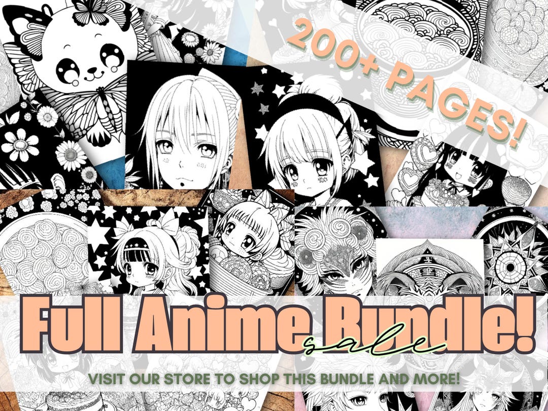 Cute Anime Coloring Book Pages 200+ Variety Pack Full Shop Printable ...