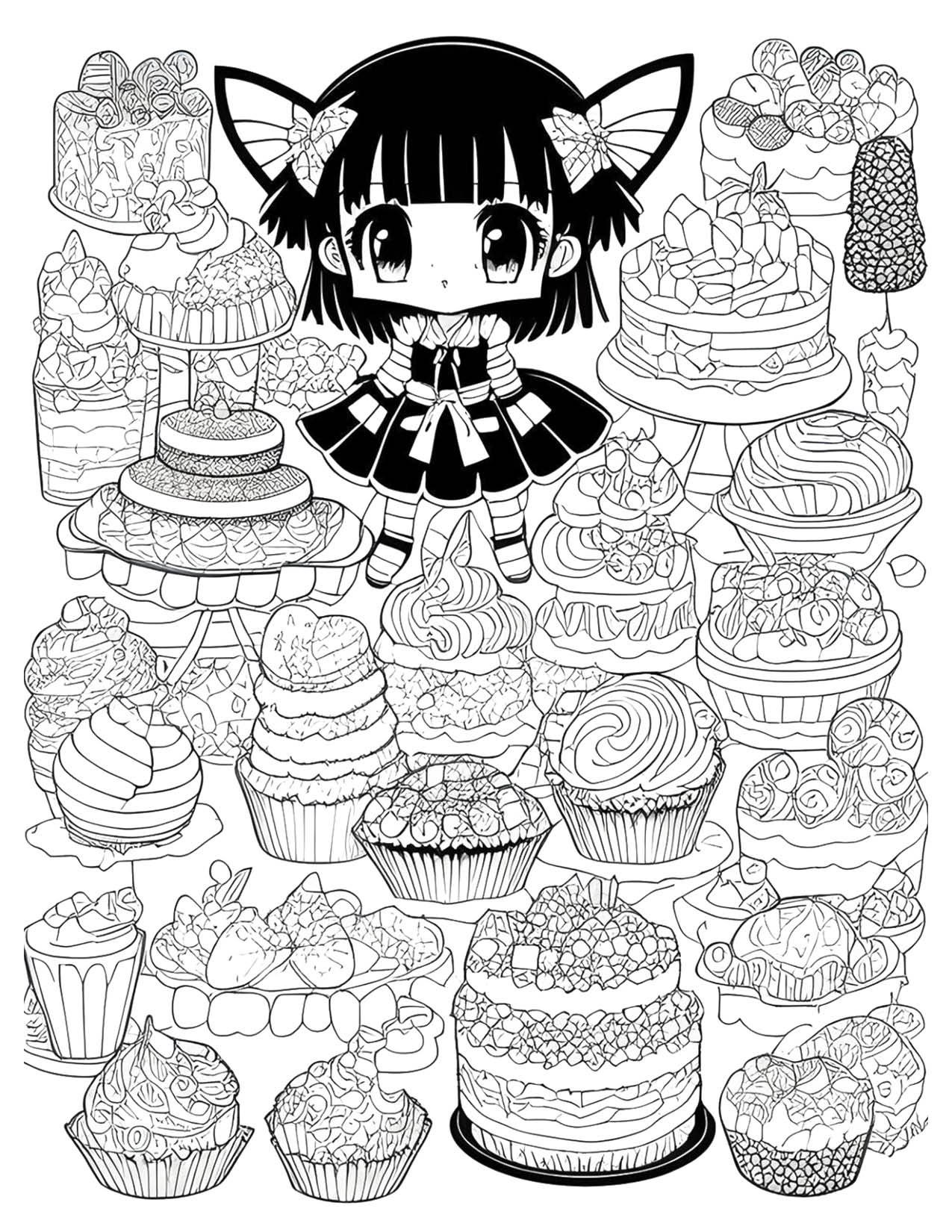 Cute Anime Chibi Adult Coloring Book Pages 20 Pack - Etsy