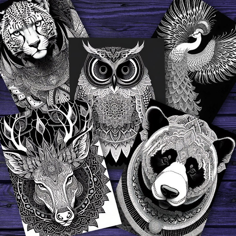 Intricate Animal Zentangle Mandala Art Adult Coloring Book Pages 175 ...