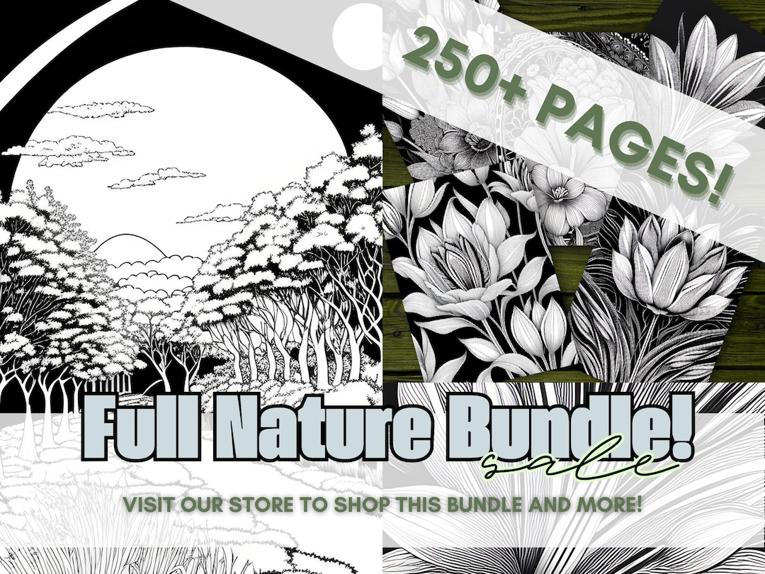 Printable Nature Coloring Book Pages Variety Pack Full Shop 250+ Pages ...
