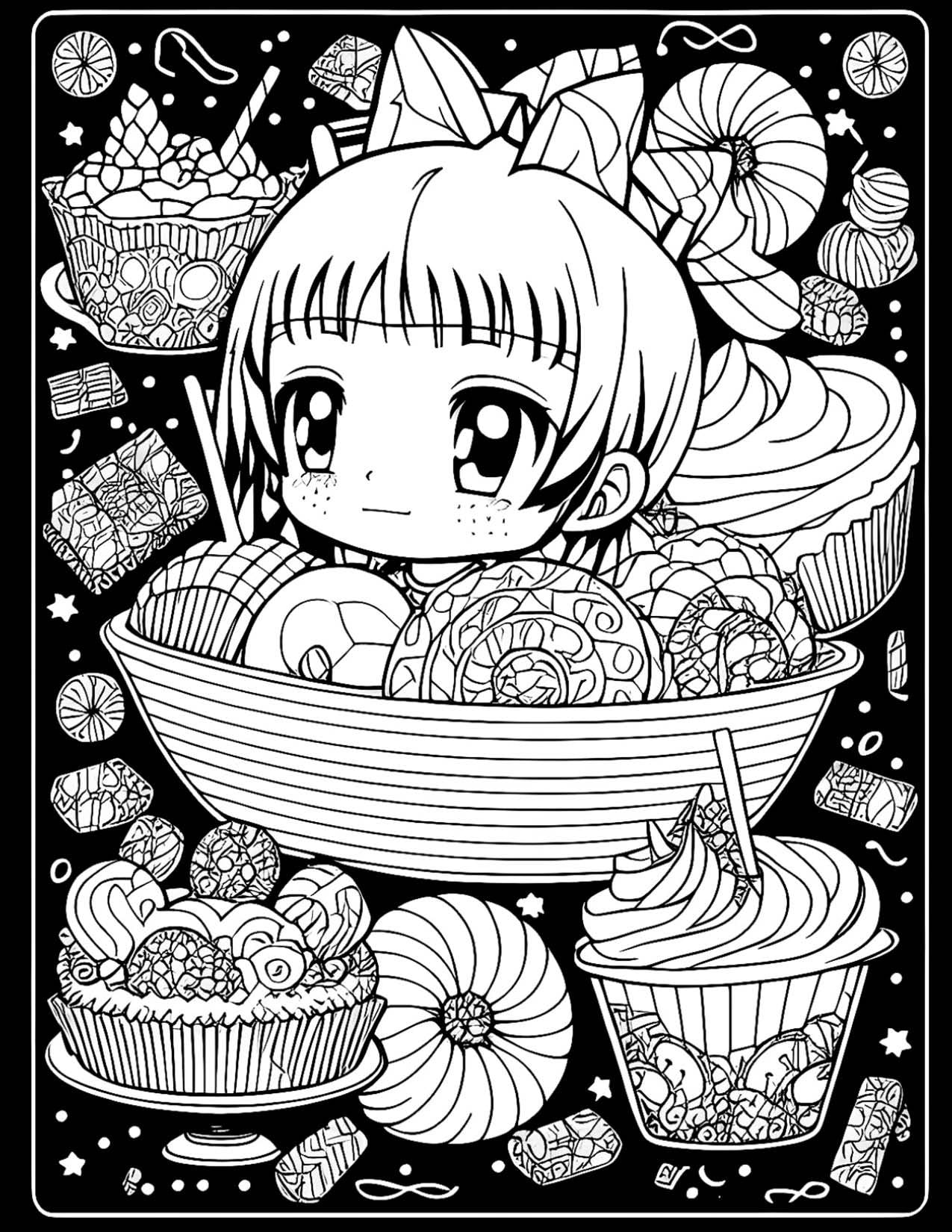Cute Anime Chibi Adult Coloring Book Pages 20 Pack - Etsy