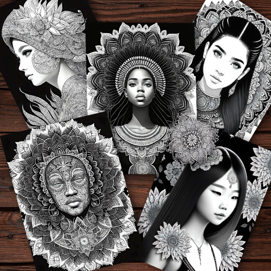 People of the World Zentangle Mandala Art Adult Coloring Book Pages 90 ...