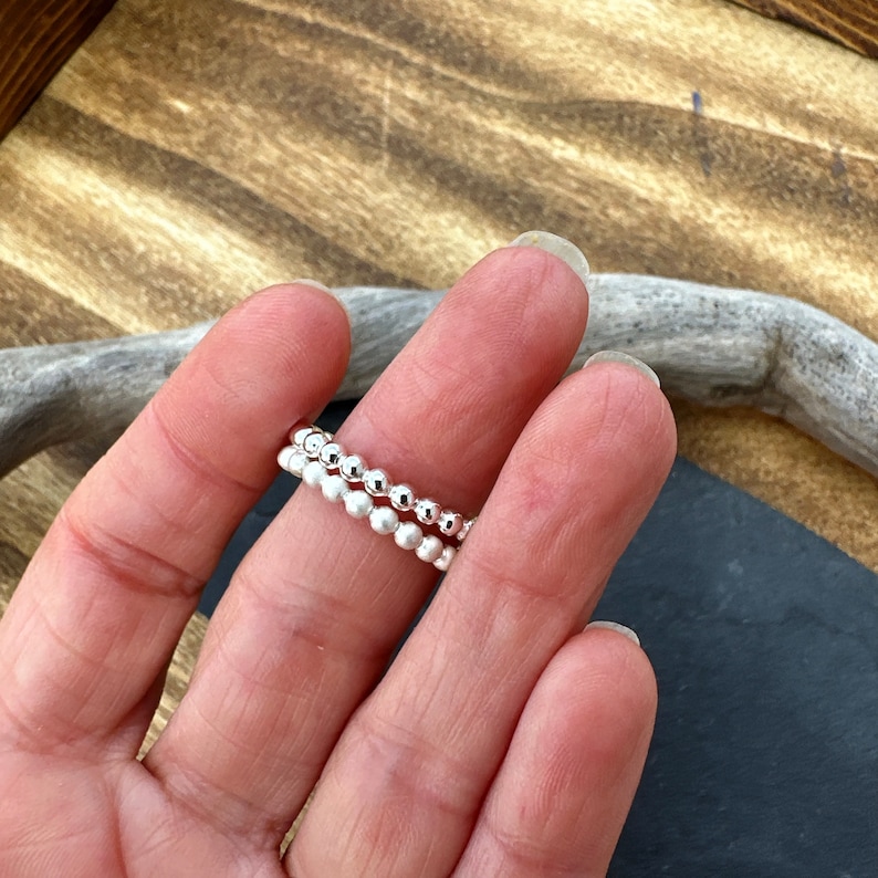 Thick Beaded Silver Stacking Rings Set, Handmade Sterling Silver - Etsy