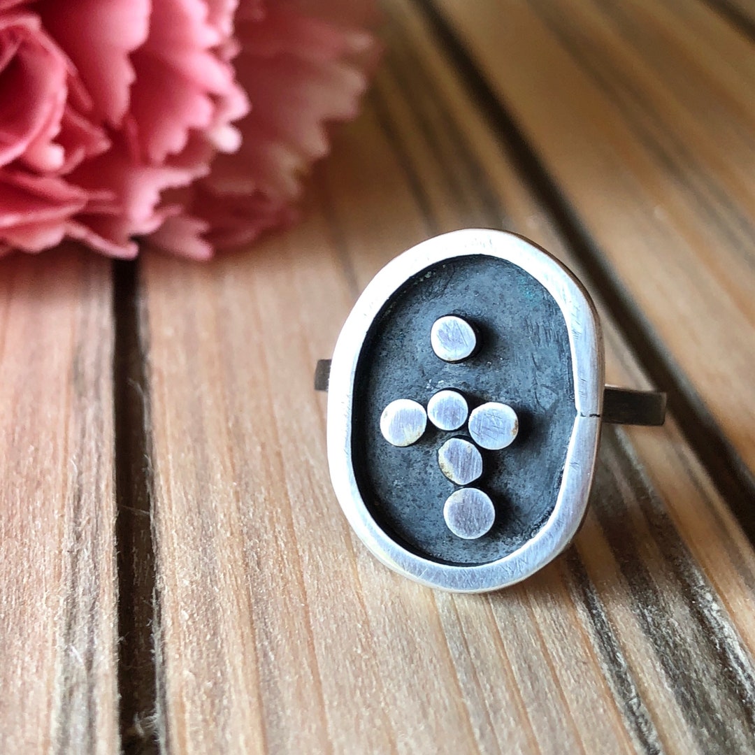 Silver Dot Modern Ring, Minimalist Handmade OOAK Jewelry - Etsy