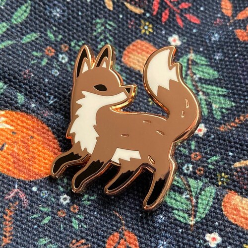 Rose Gold Fox Enamel Pin Badge - Etsy