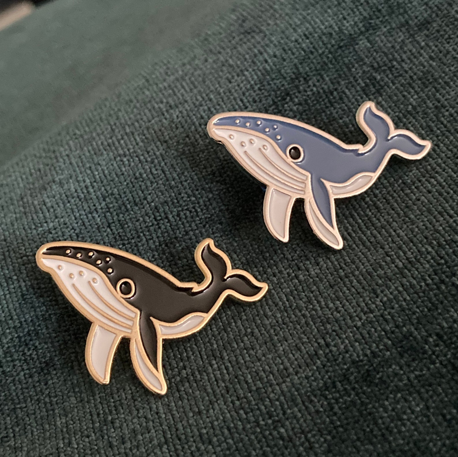 Whale Enamel Pin Badge black Gold / Blue Silver | Etsy