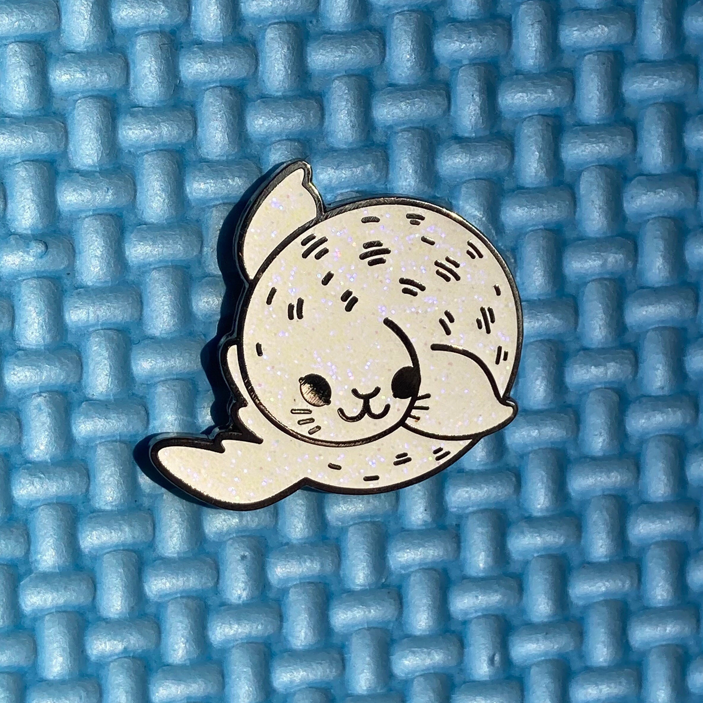 Seal Pup Glittery White Enamel Pin Badge - Etsy