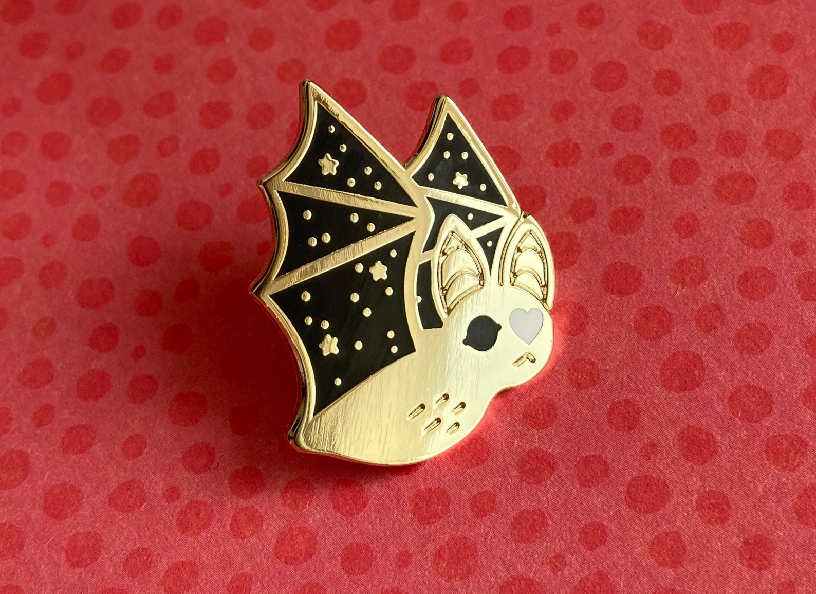 Halloween Bat Gold Enamel Pin Badge black / Purple Wings | Etsy