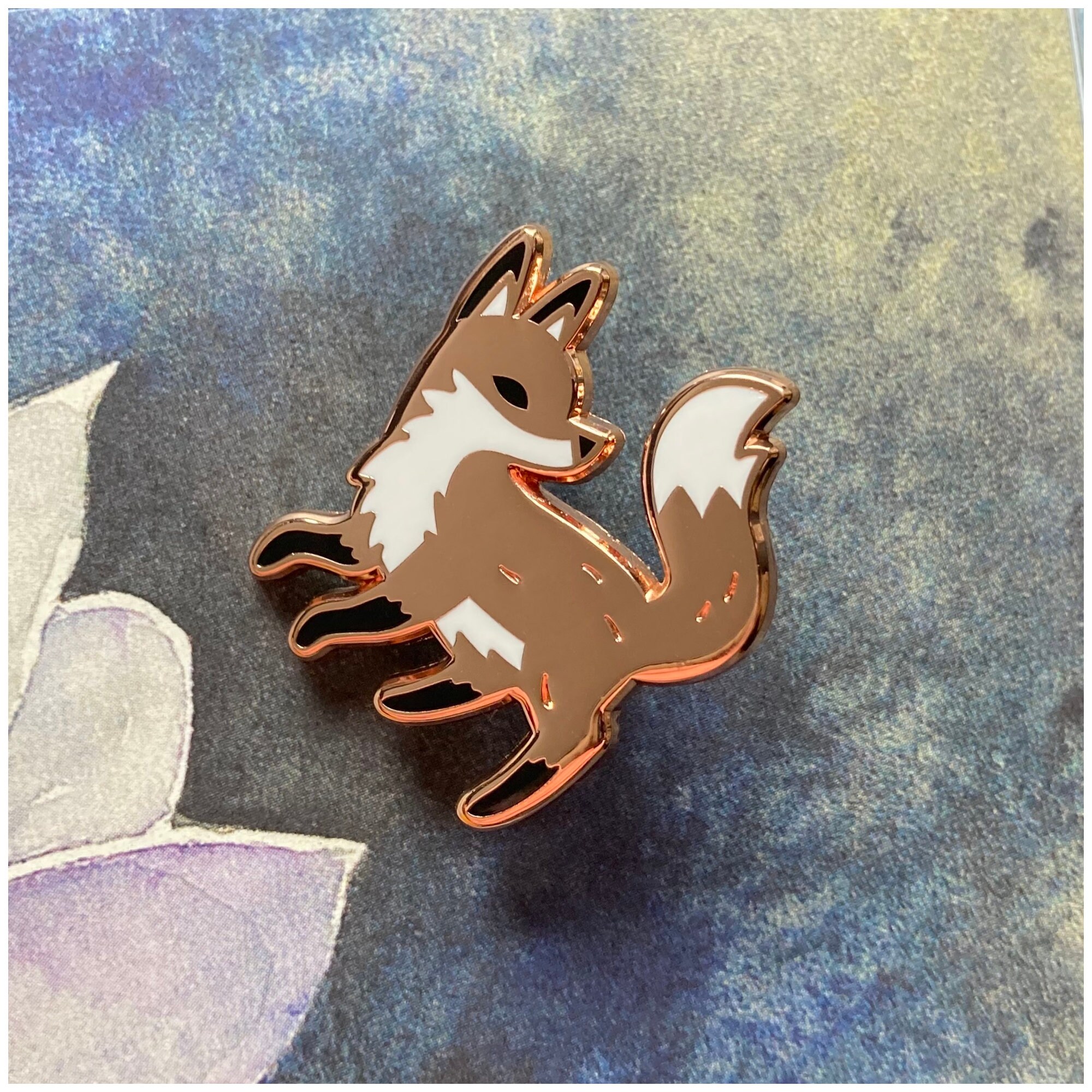 Rose Gold Fox Enamel Pin Badge - Etsy