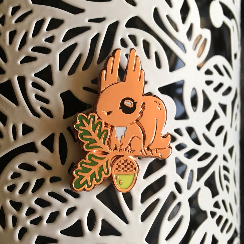 Red Squirrel Rose Gold Enamel Pin Badge - Etsy