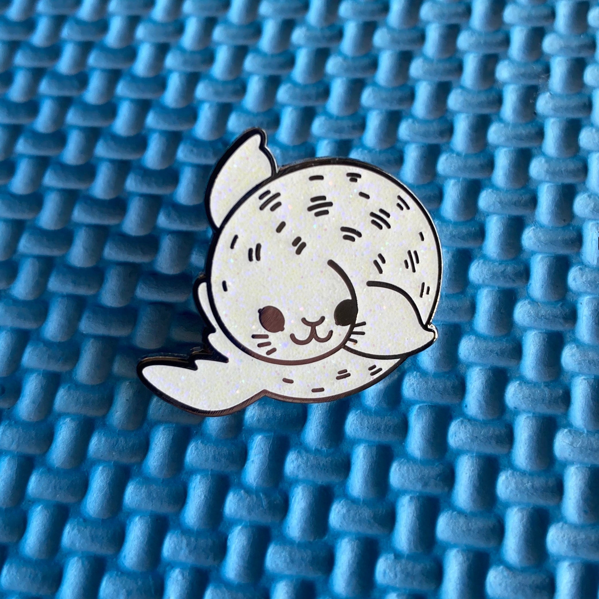 Seal Pup Glittery White Enamel Pin Badge - Etsy