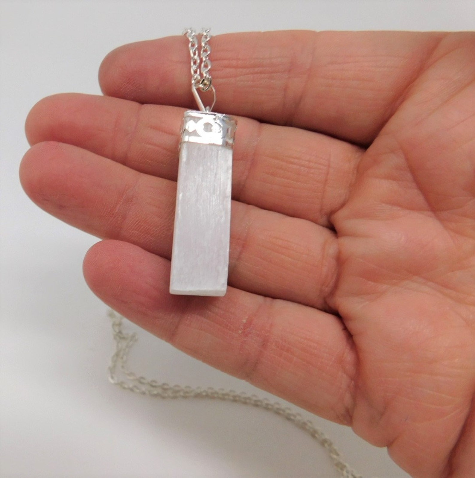 Raw Selenite Pendant Necklace Metaphysical Crystal Chakra | Etsy