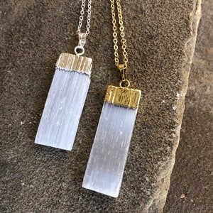 Raw Selenite Pendant Necklace Metaphysical Crystal Chakra - Etsy