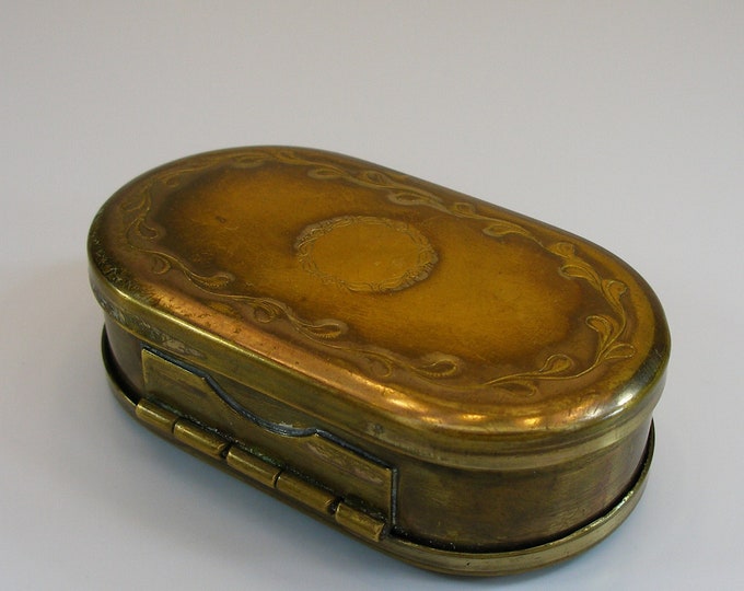 Brass Snuff Box, 19th Century Double Sided Box With Engraved ...