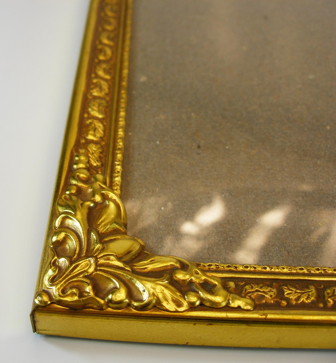 Large Vintage 70’s Brass Photo Picture Frame With Glass, Ornate Picture ...