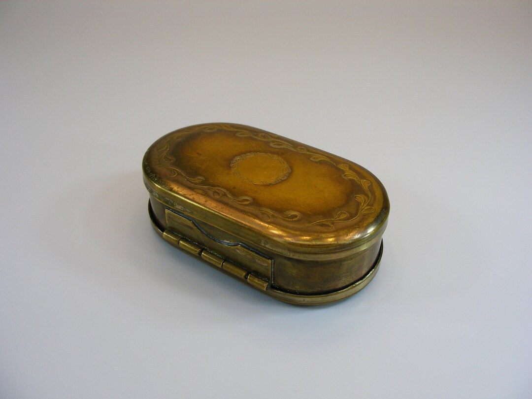 Brass Snuff Box, 19th Century Double Sided Box With Engraved ...