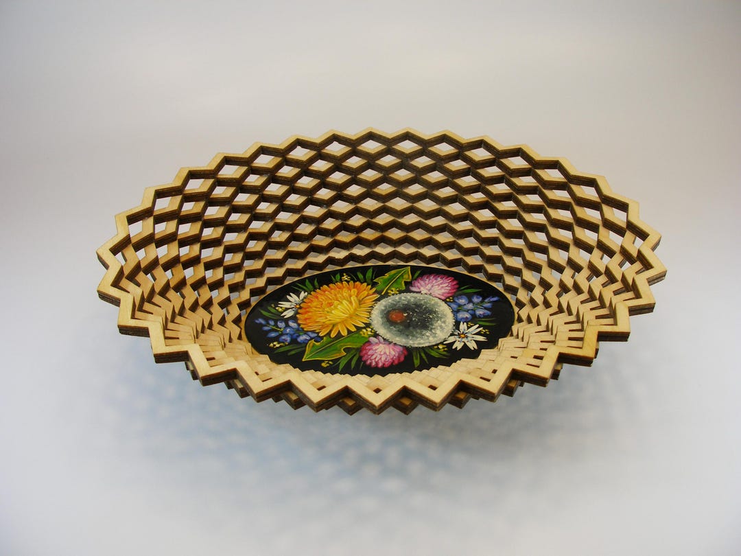 Handcrafted Wooden Oval Bowl Hand Painted With Floral Design, Table ...