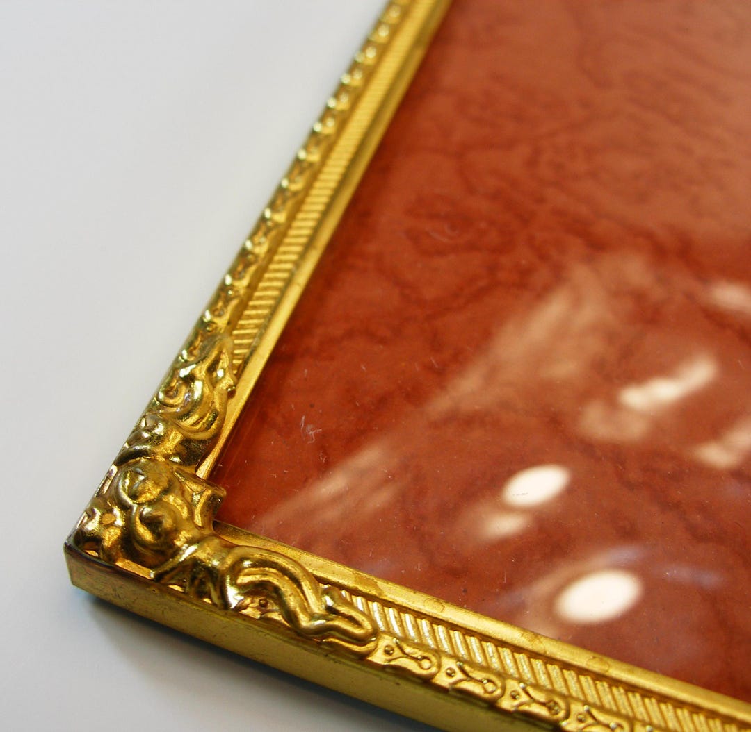 70’s Brass Photo Frame With Convex Glass-vintage Brass Picture Frame ...