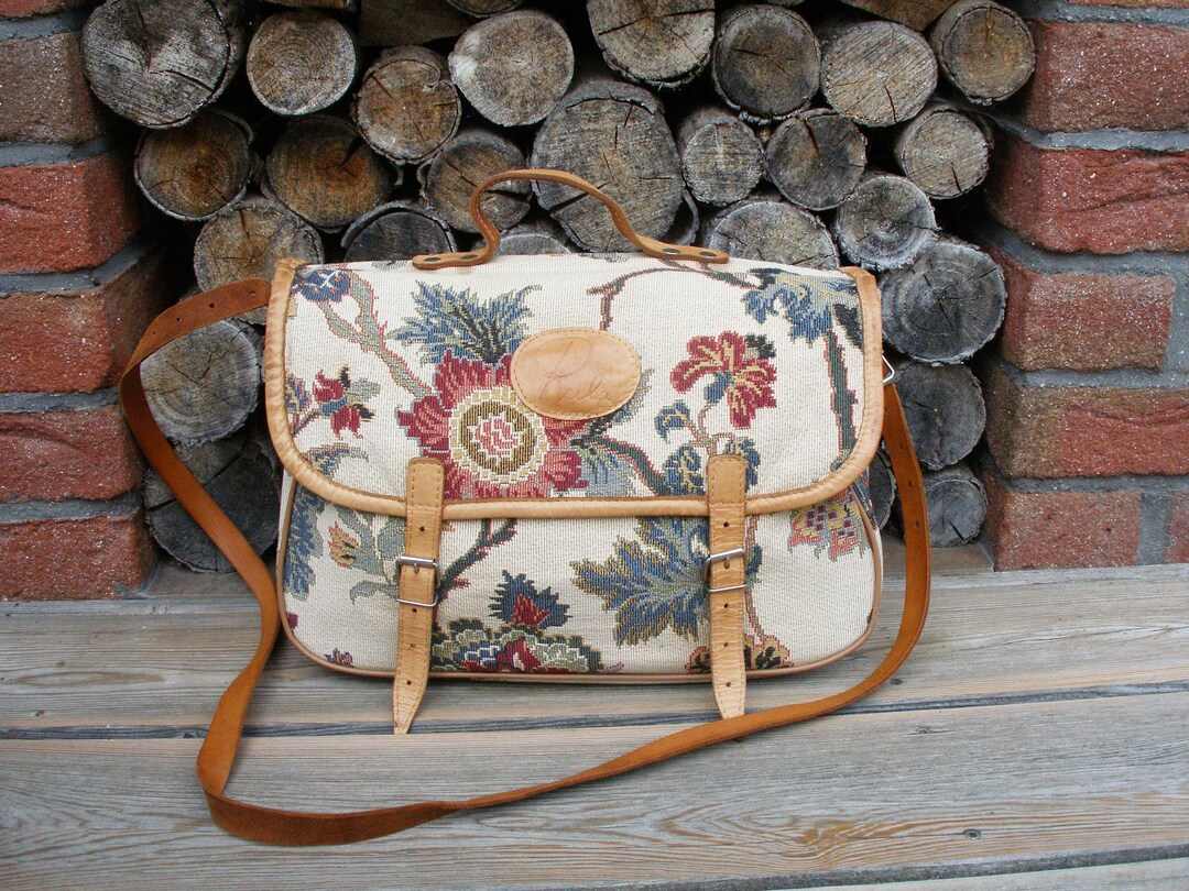 Genuine Vintage RULA Tapestry Floral Shoulder Bag With Leather Strap ...