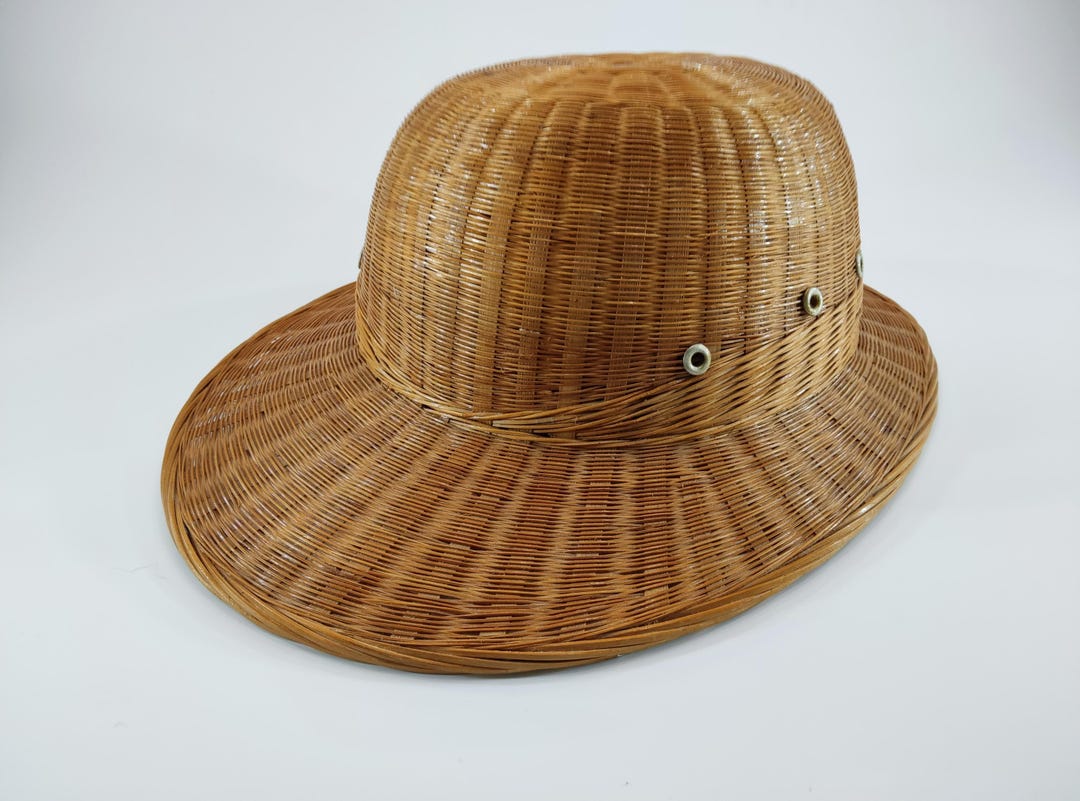 Safari Sun Hat, Wicker Pith Helmet, Handwoven Straw Hat, Garden Hat ...