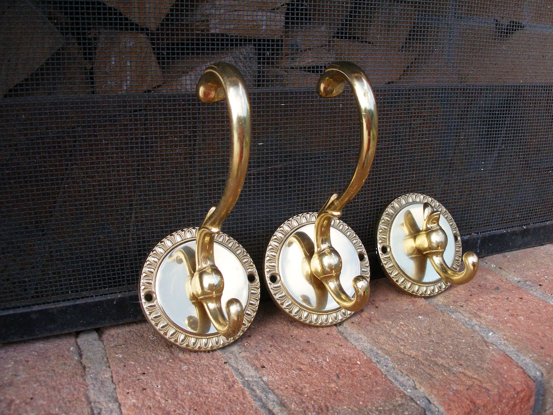 Brass Entryway Hooks, Vintage Hooks, Brass Hanger, 3pcs Home Decor ...