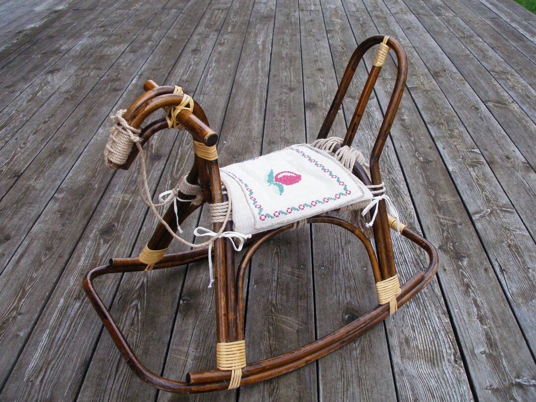 Rocking Horse Bamboo-vintage Handmade Rocking Horse-rocking Toy-bamboo ...