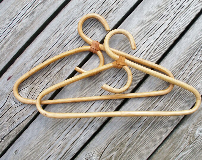 Bamboo Hangers, Old Vintage Bamboo Wood Hangers, Wood Hangers, Wooden ...