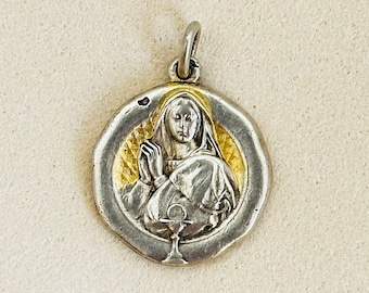 French Antique Silver Virgin Mary and Mistletoe Art Nouveau Pendant - Etsy