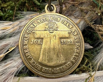 Antique Silvered Charm Religious Medal Pendant the Holy Tunic Relics ...