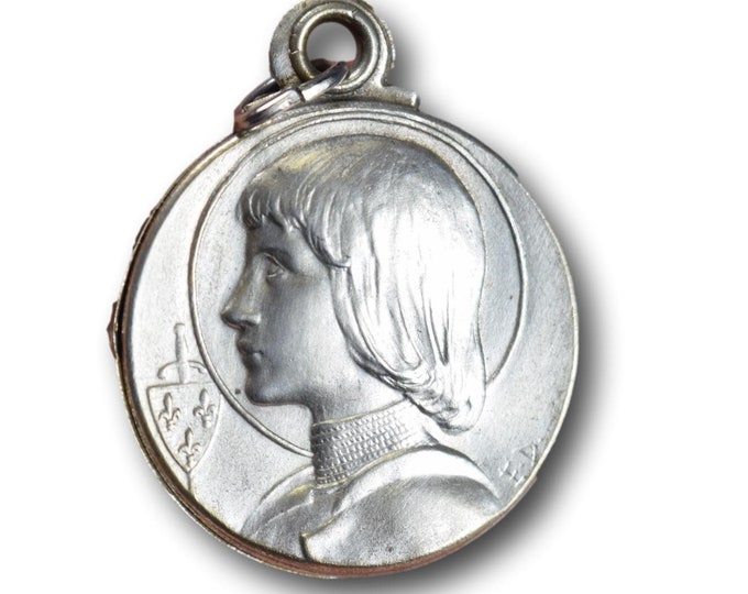 Saint Joan of Arc Silver Medallion Photo Locket Pendant by E Dropsy - Etsy