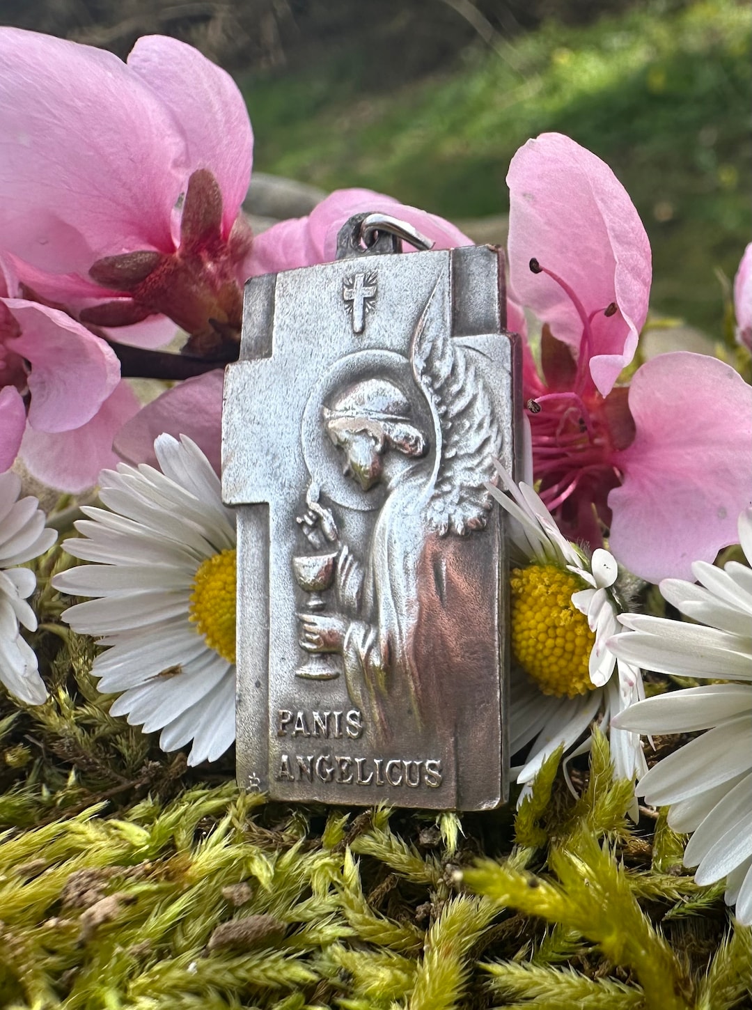 Angel Silver Pendant, Spiritual Angelic Medal, Religious Catholic Gift ...