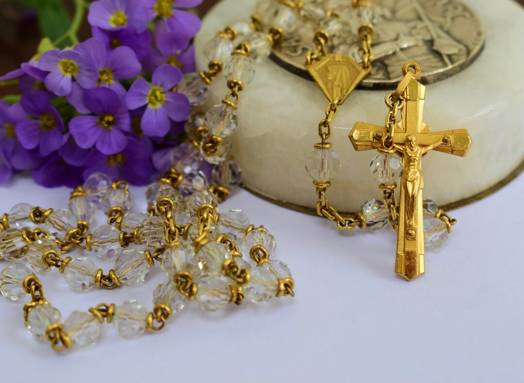 Faceted Glass and Gold Art Deco Rosary Vintage Chaplet - Etsy