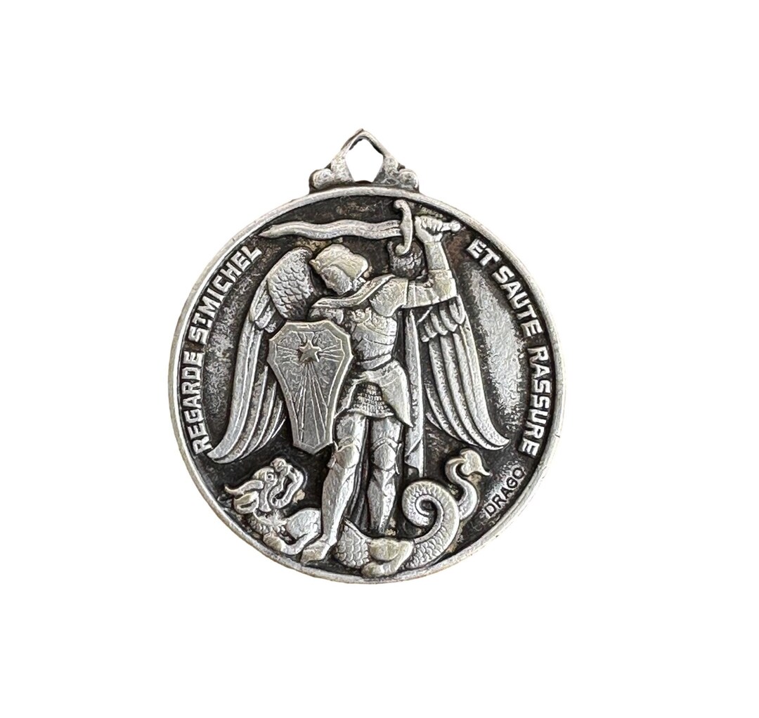 Archangel Michael Against the Dragon Medal Pendant 1.25 Inches Men ...