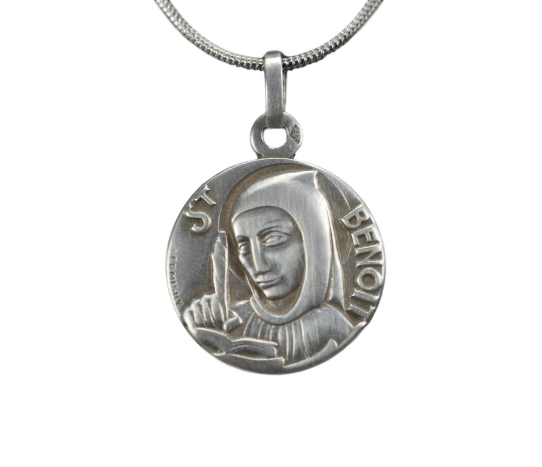 RARE Saint Benedict Exorcist Pendant, Art Deco Religious Charm Necklace ...