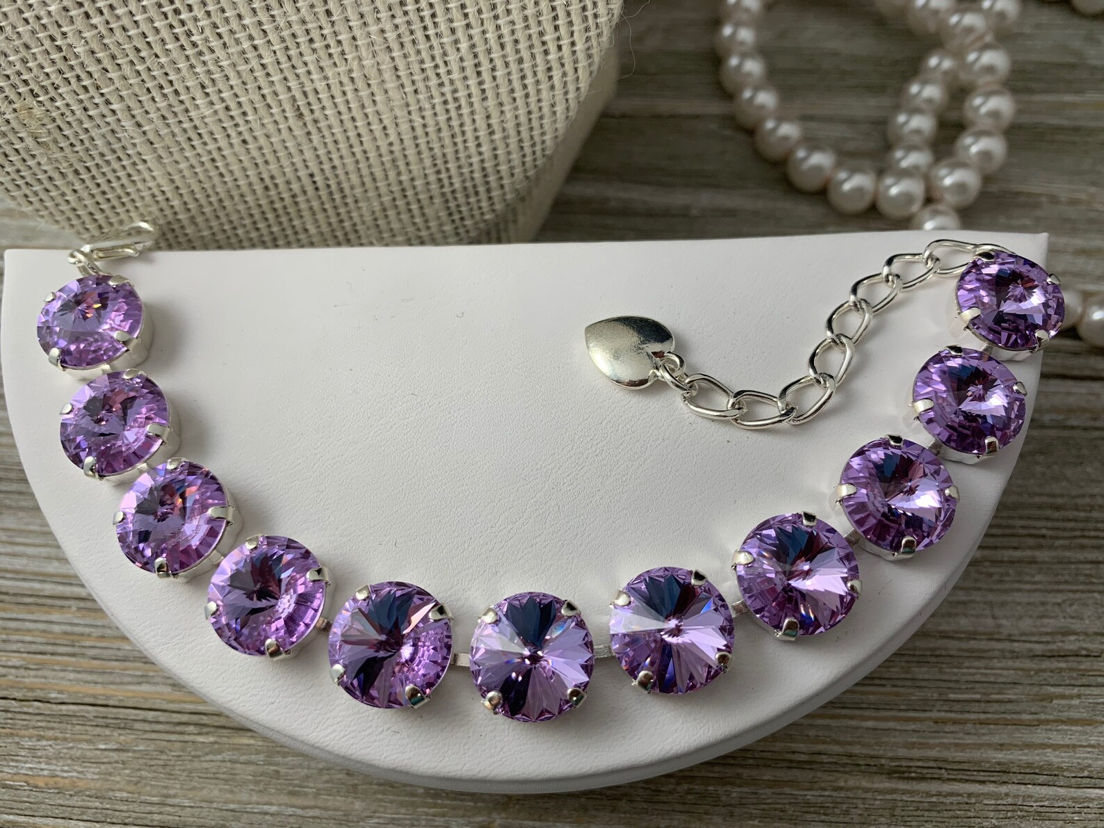 12mm Swarovski Crystal Bracelet - Purple, Lavender, Violet, Bright ...