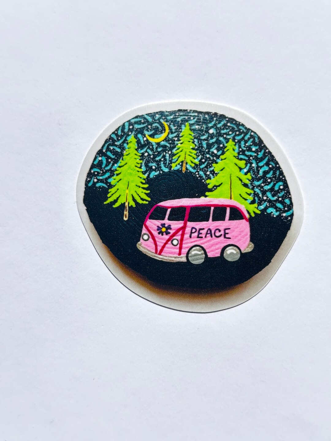 Pink VW Bus Camper in Woods Vinyl Sticker High Quality – Original ...