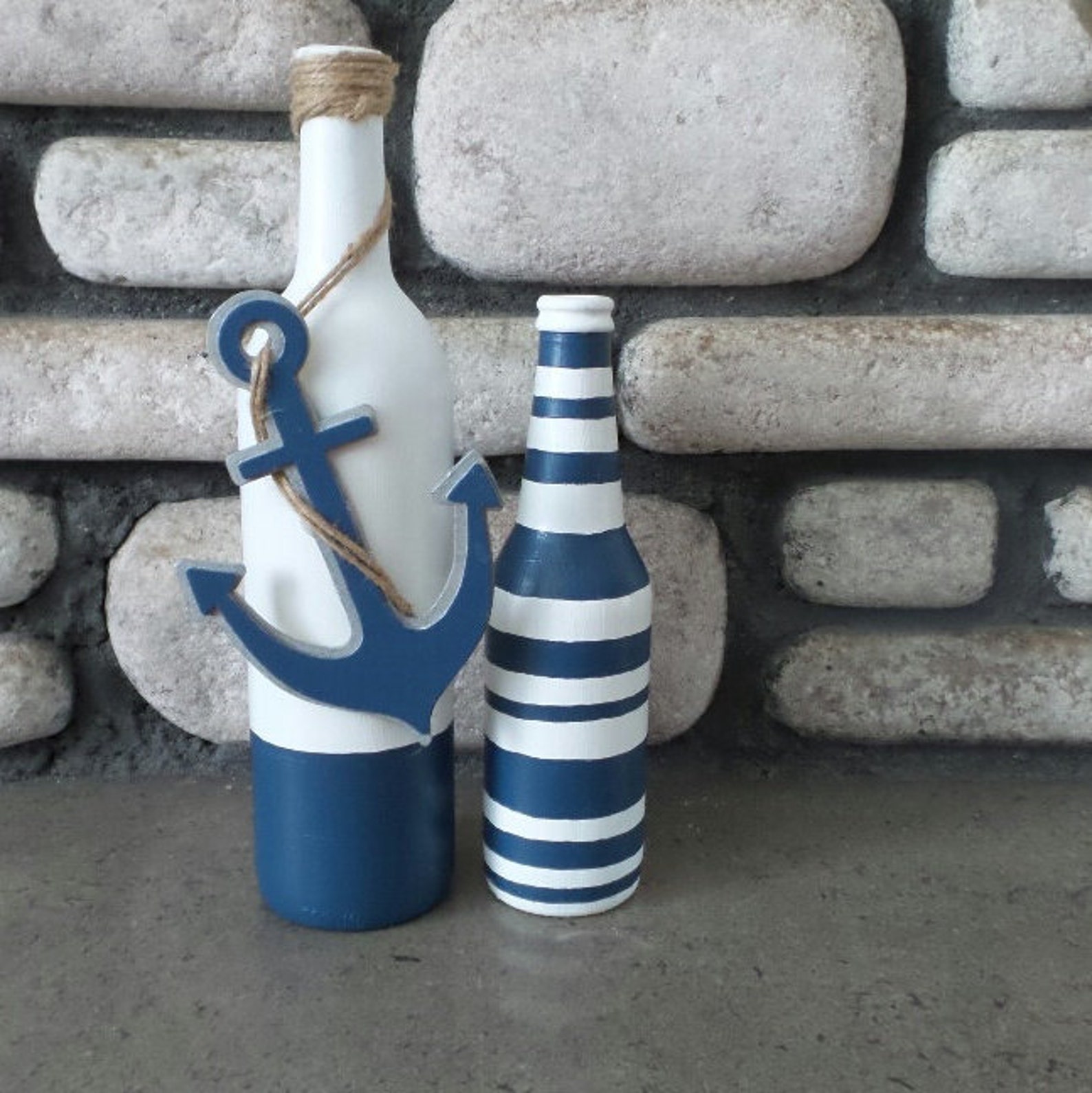Nautical Wine Bottle Nautical Decor Beach Wine Bottle Beach - Etsy